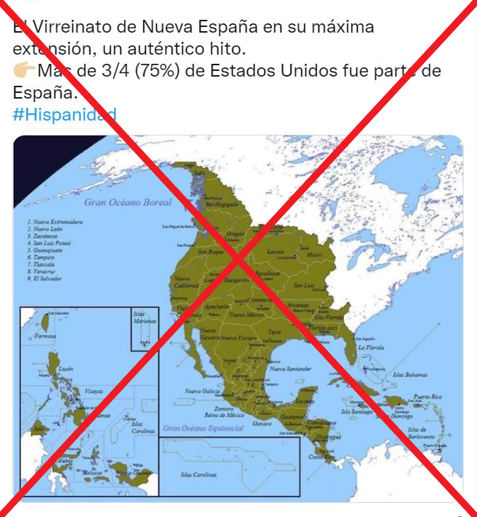 El mapa ficticio que extiende el imperio español desde Alaska hasta Papúa